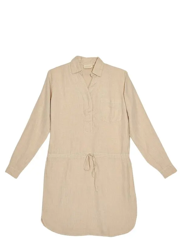REISTOR Hemp Shirt Dress With Drawstring Waist - Beige