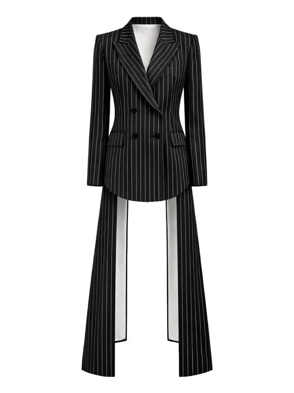 LUMINA ELIGMA Opera Blazer Dress In Black And White Stripes - Black/white