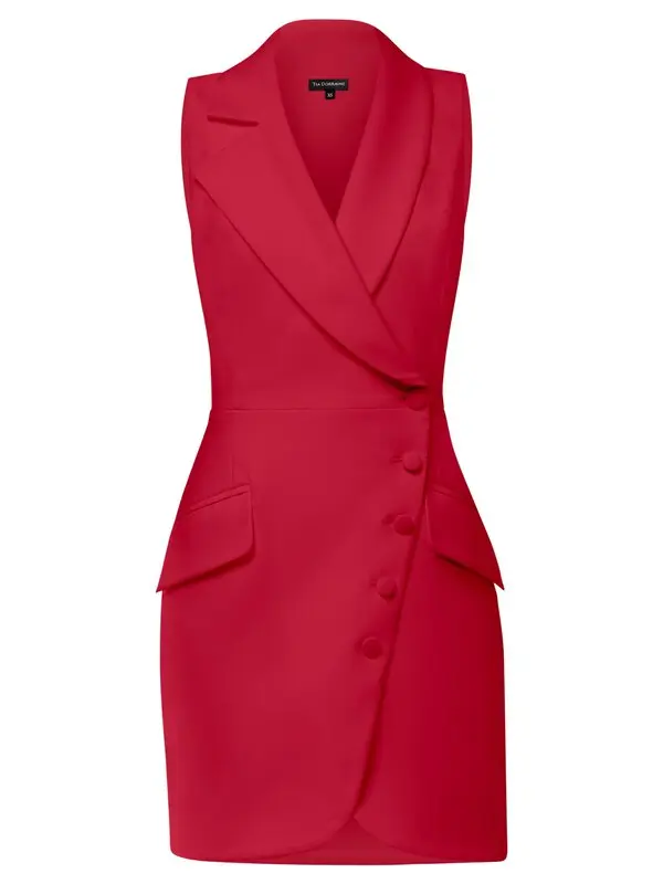 TIA DORRAINE Sleeveless Blazer Mini Dress - Red