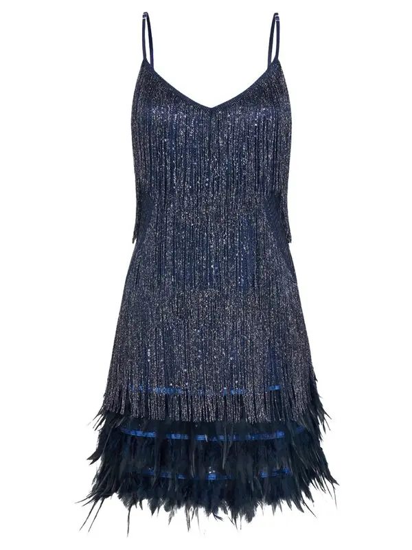 PRETTY ECCENTRIC Tasseled Dress - Blue