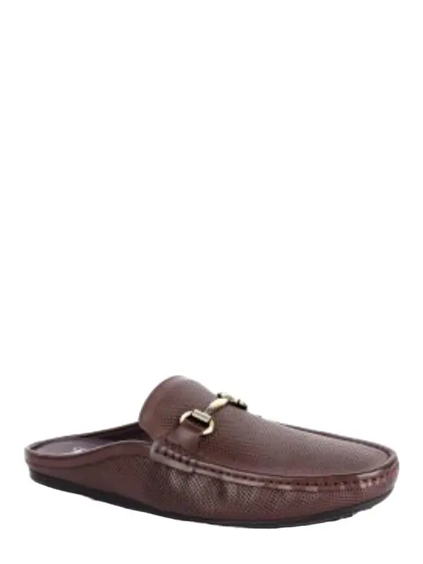 DAVID WEJ Leather Mule Loafers With Buckle - Brown