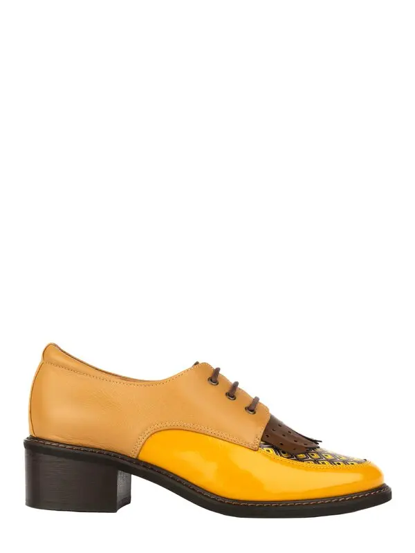 EMBASSY LONDON USA Leather Heeled Oxfords - Yellow