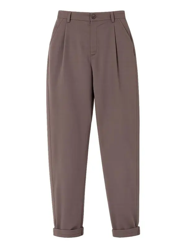YUMI Cotton Canvas Chino Trousers - Brown