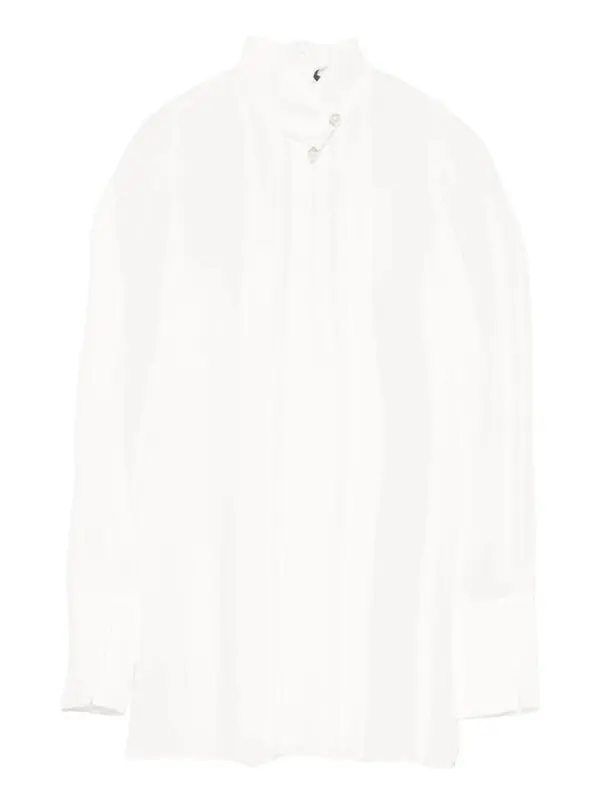 NISSA Pearl-detail Chiffon Top - White