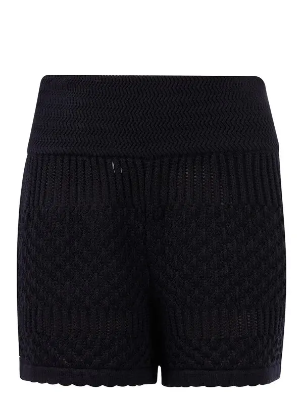 PERALUNA Iris Openwork Knit Organic Cotton Shorts - Black