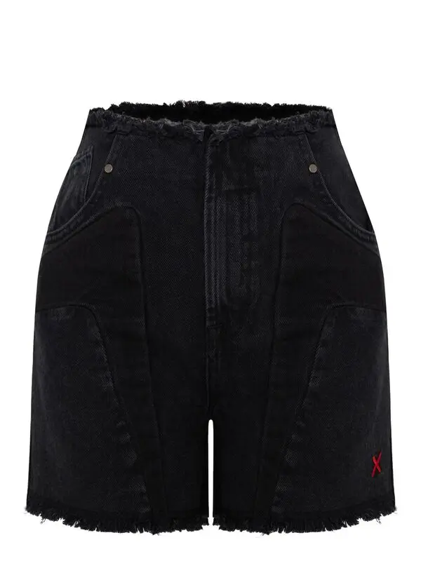 PCFG High Waist Denim Shorts - Black
