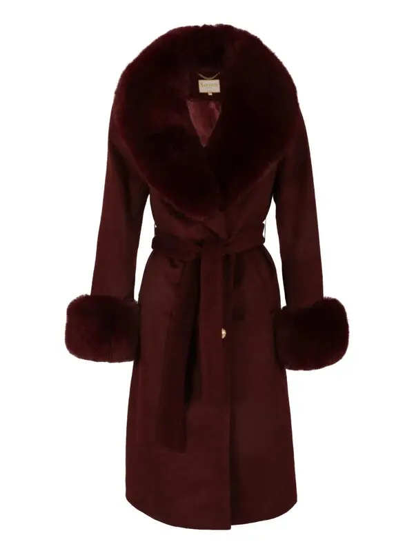 SANTINNI Cashmere & Wool Coat With Faux Fur - Red