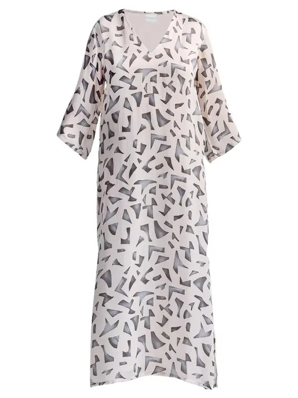 REISTOR Mosaic Print Maxi Dress With Slits - White