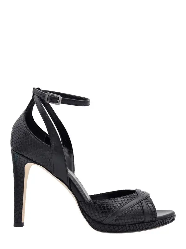 ELIZEE Adriana Snakeskin High Heel Sandal - Black