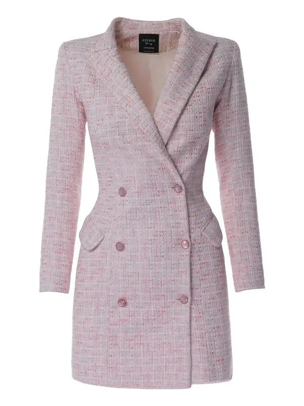AVENUE N°29 Double Breasted Boucle Blazer Dress - Pink
