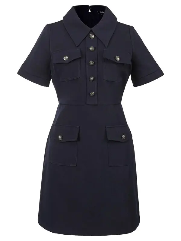 SMART AND JOY Safari Style Short Dress - Blue