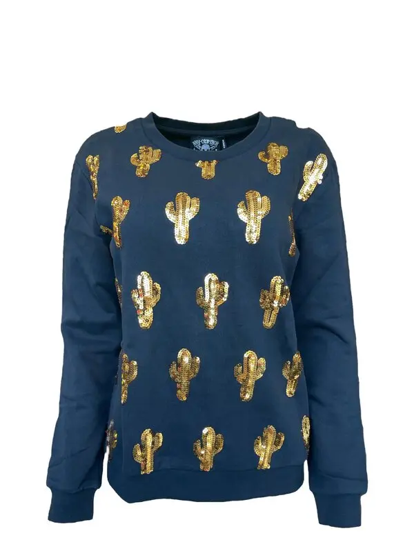 ANY OLD IRON Cactus Sequined Sweatshirt - Black