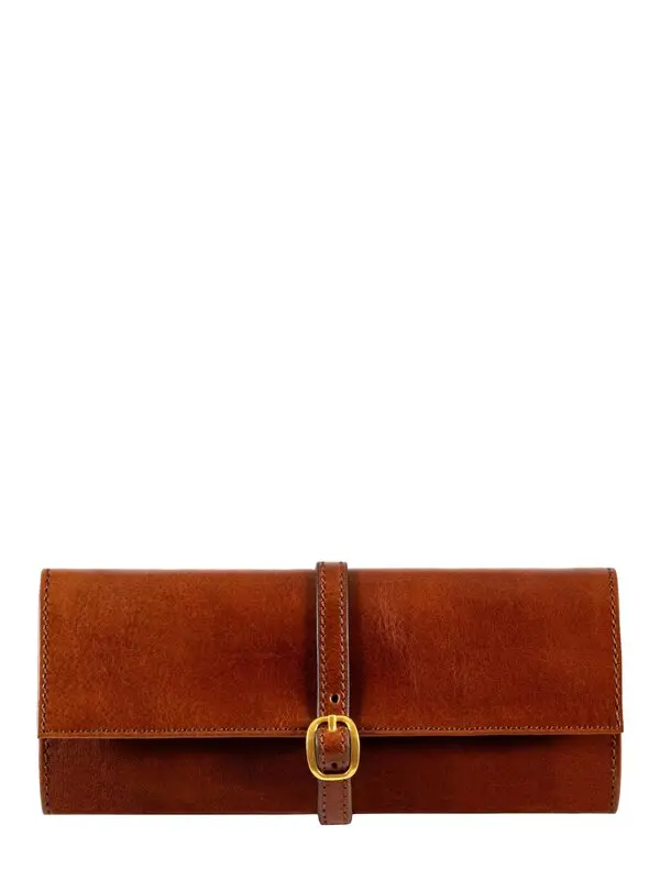 TIME RESISTANCE Cognac Leather Jewelry Case - Brown