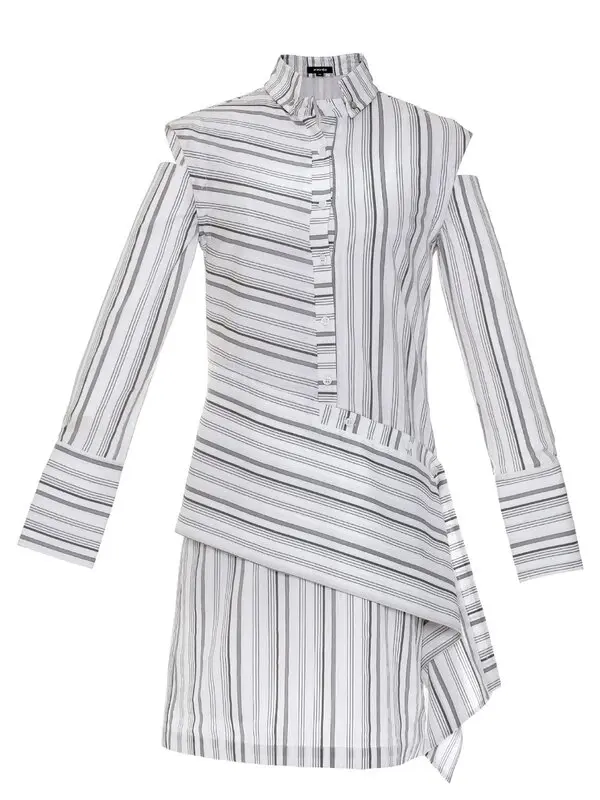 SMART AND JOY Removable Sleeves Structured Shirt Dress - Green