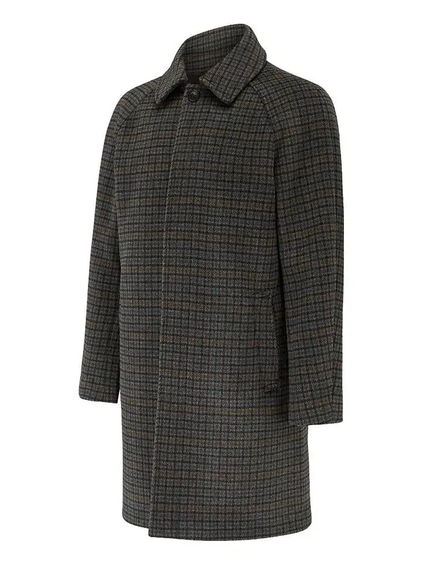 GUARDS LONDON Coldstream Wool Check Overcoat - Grey