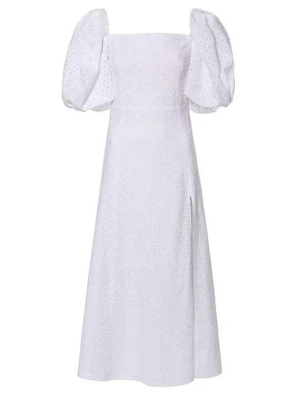 AGGI BY HALEWSKI Zoja Embroidered Lace Midi Dress - White
