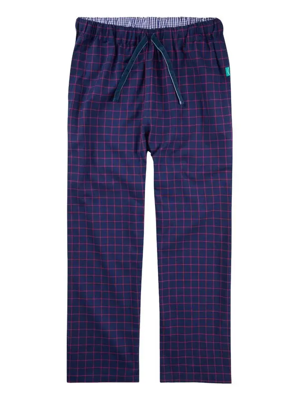 LOUNGERS Loungewear Trousers With Plaid Print - Blue