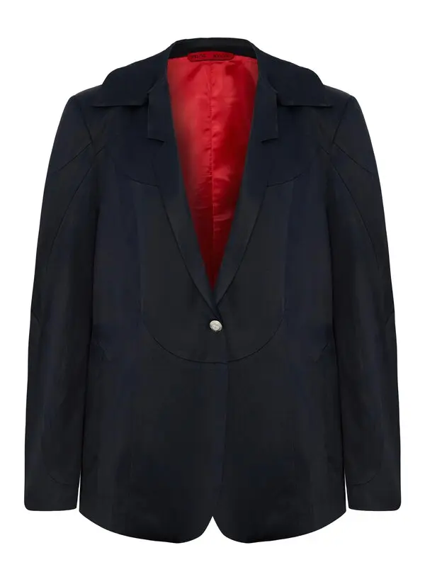 PCFG Linen And Cotton Blend Woven Blazer - Black