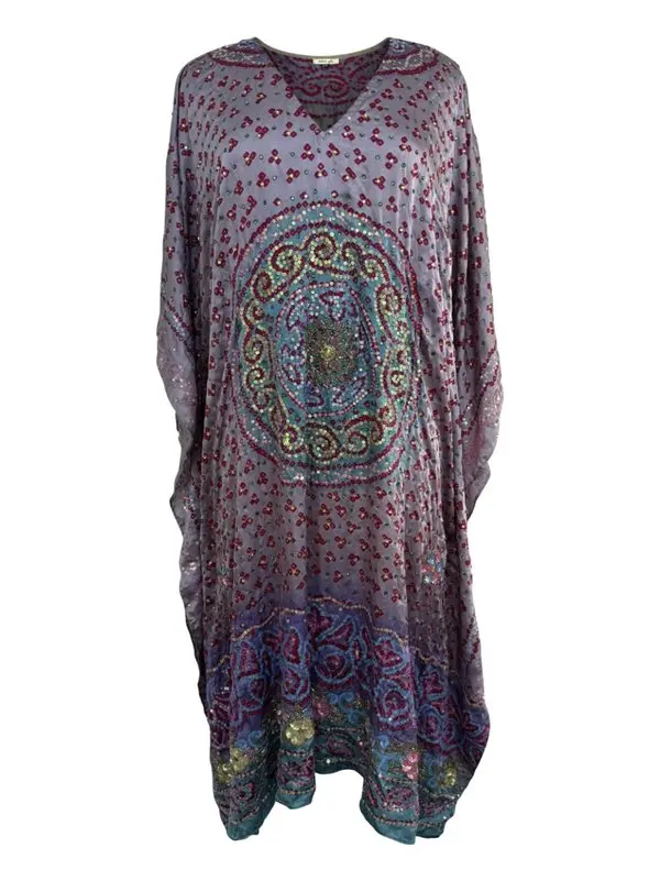 JOSHI V-neck Silk Kaftan - Purple