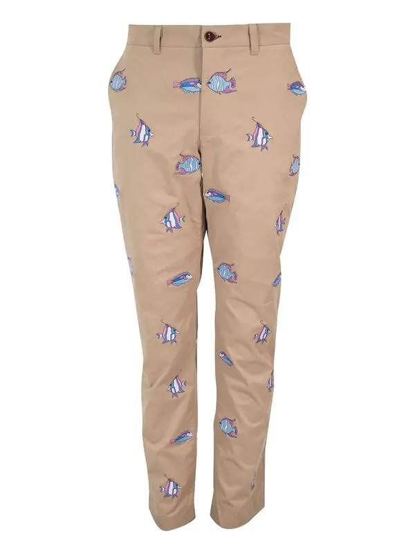 LORDS OF HARLECH Embroidered Trousers - Blue/orange
