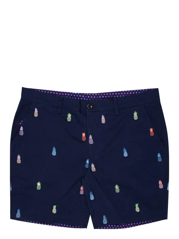 LORDS OF HARLECH Embroidered Flat Front Short - Blue/green