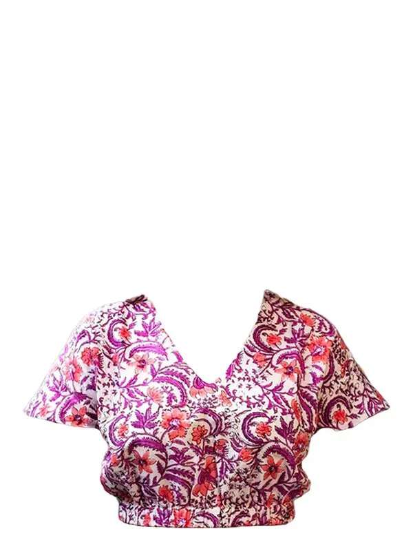 TRANSCEND Zahra Floral Print Crop Top - Pink