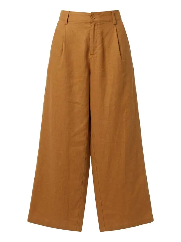ASHITA FERNANDES High-waisted Wide-leg Linen Trousers - Yellow