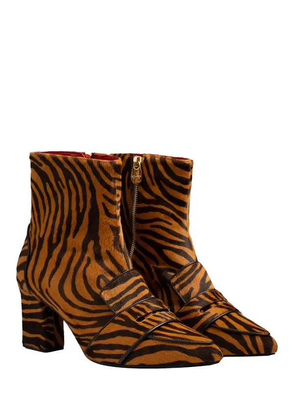 ROSAMUND MUIR LONDON Luciana Zebra Print Ankle Boots - Brown