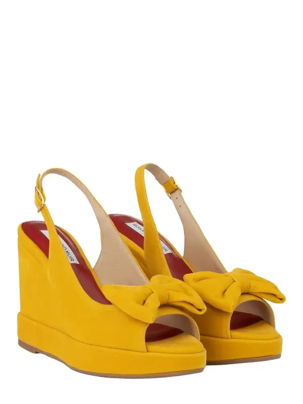 ROSAMUND MUIR LONDON Rignana Deep Velvet Wedges - Yellow
