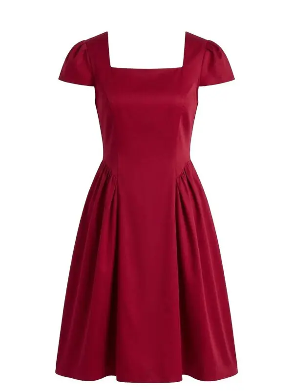 ASHITA FERNANDES Square Neck Cap Sleeve Short Dress - Red