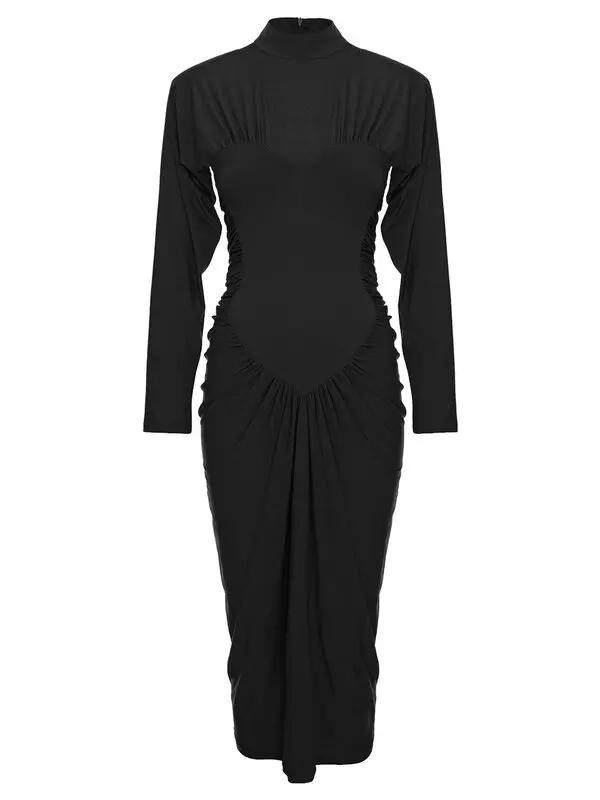 BLUZAT Midi Dress With Heart Detail - Black
