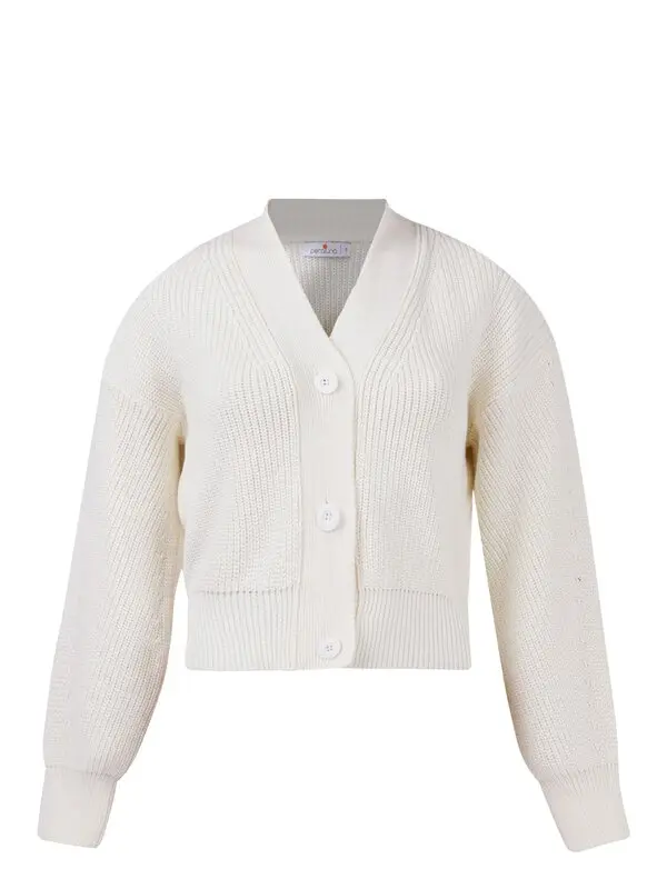 PERALUNA Olivia V-neck Crop Cardigan - White
