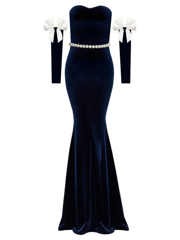 NUR KARAATA Lily Throne Gown - Blue