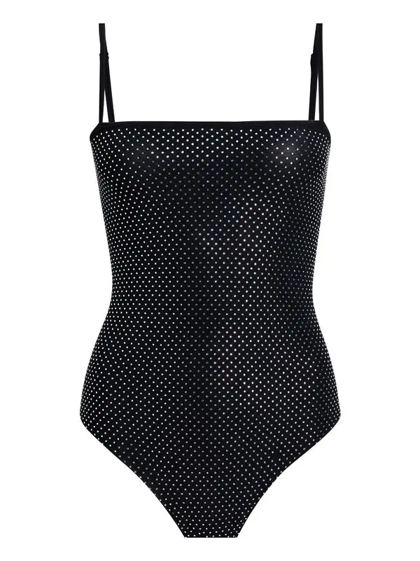Commando Cami Bodysuit With Crystal Embellishments - Black