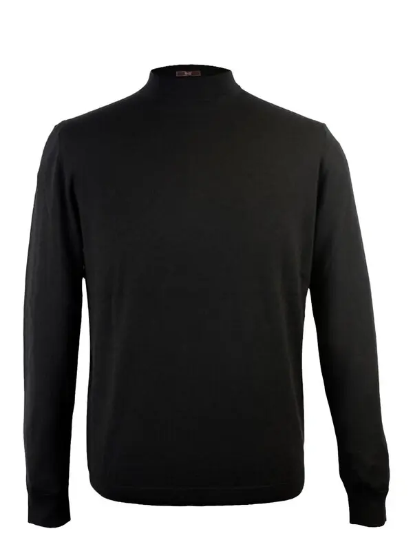 DAVID WEJ Merino Wool Mock Turtleneck Jumper - Black