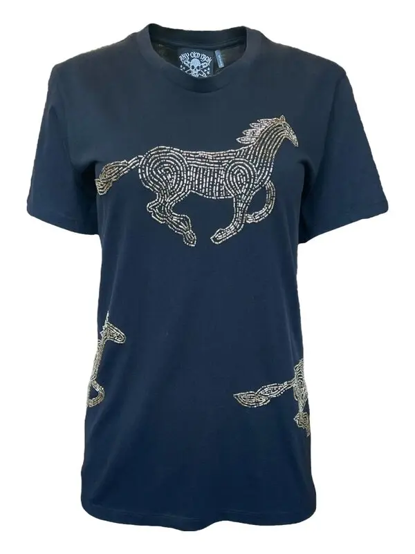 ANY OLD IRON Horsey T-shirt - Gold/black