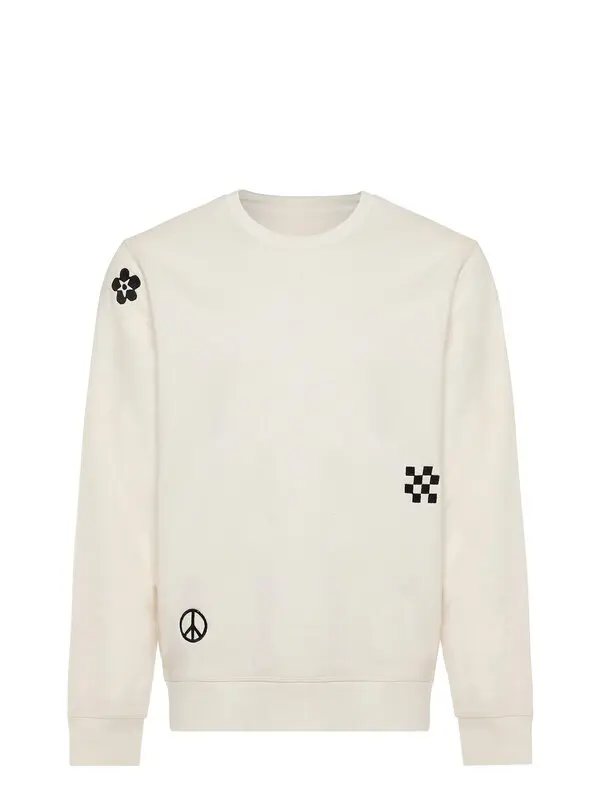 INGMARSON Symbols Embroidered Relaxed Fit Sweatshirt - Beige