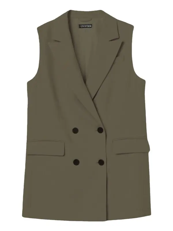 UNUM DIEM Tailored Double-breasted Waistcoat - Green