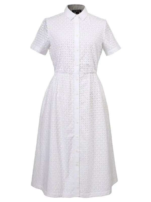 SMART AND JOY Eyelet Cotton Lace Shirt-dress - White