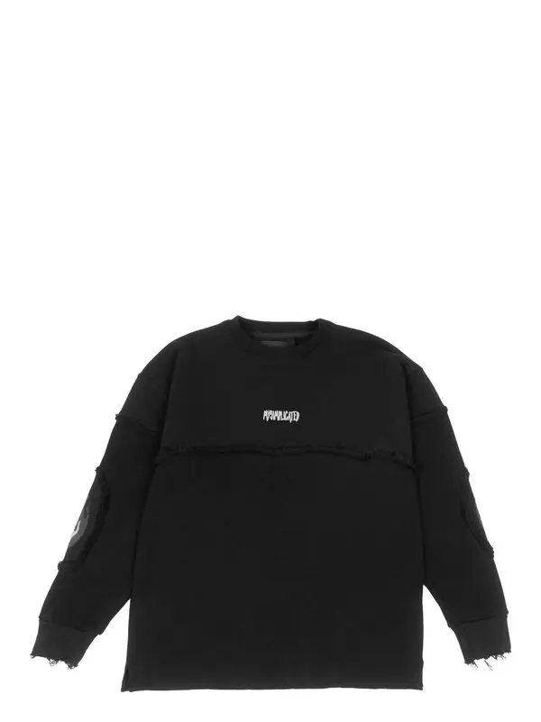 MYSIMPLICATED Oversized Cotton Crewneck With Frayed Details - Black