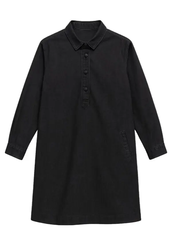 CONQUISTA Denim Shirt Dress - Black
