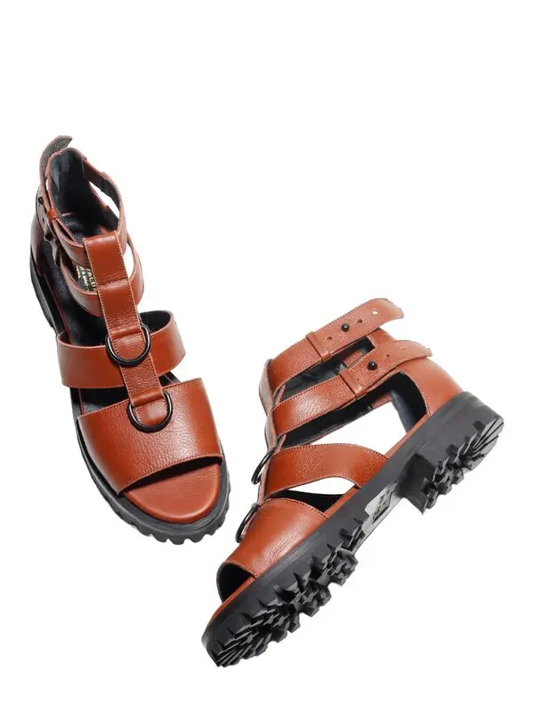 MAFALDA Pietra Havana Flat Sandals - Brown