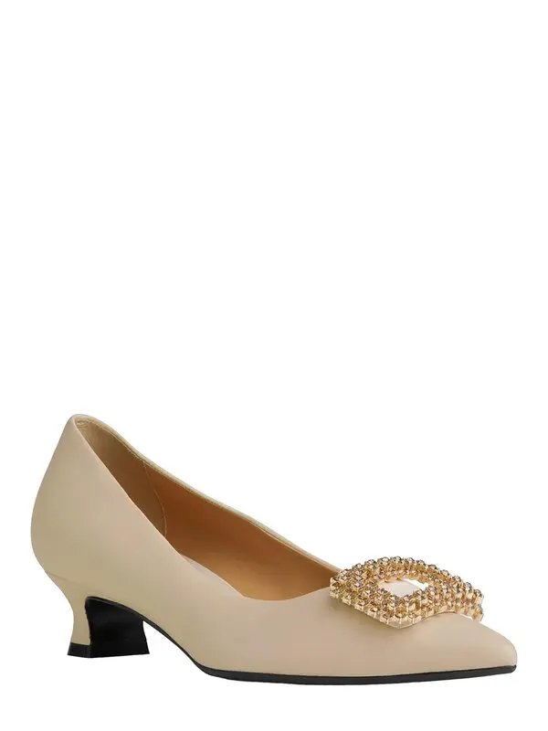 BEAUTIISOLES BY ROBYN SHREIBER Leather Elsie Low Heel Pumps - Brown