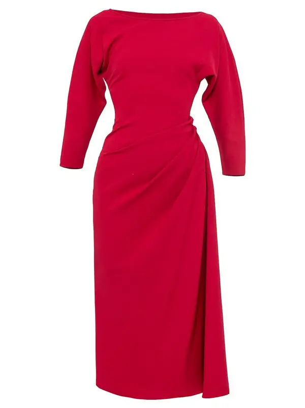 NISSA Pleat-detail Midi Dress - Pink