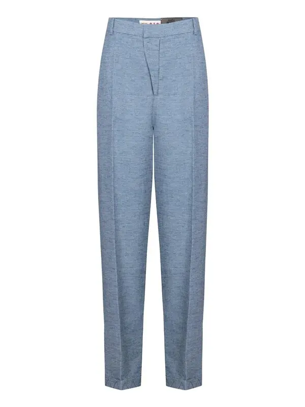 PCFG Linen Straight Fit Casual Pant - Blue