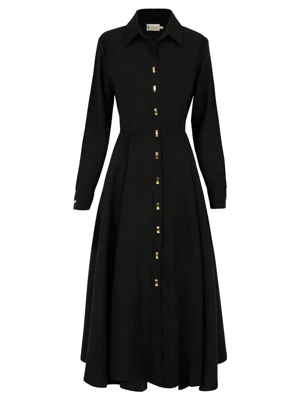 ALINA CERNATESCU Grotto Sustainable Viscose Midi Dress - Black