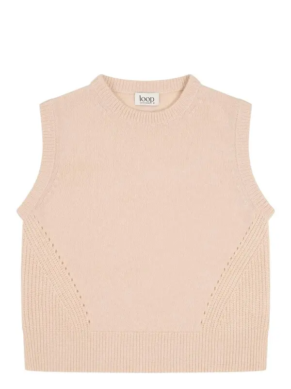 LOOP CASHMERE Ribbed Cashmere Tank - White