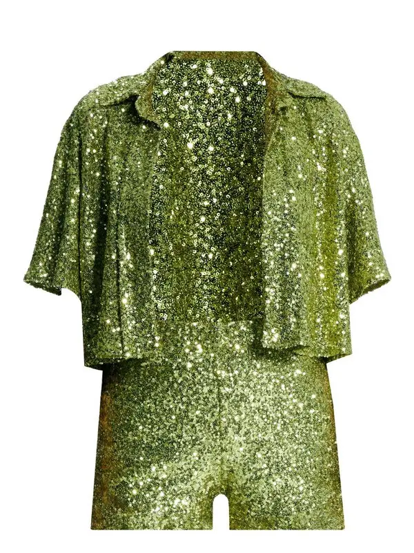NUR KARAATA Shellona Short & Shirt Set - Green