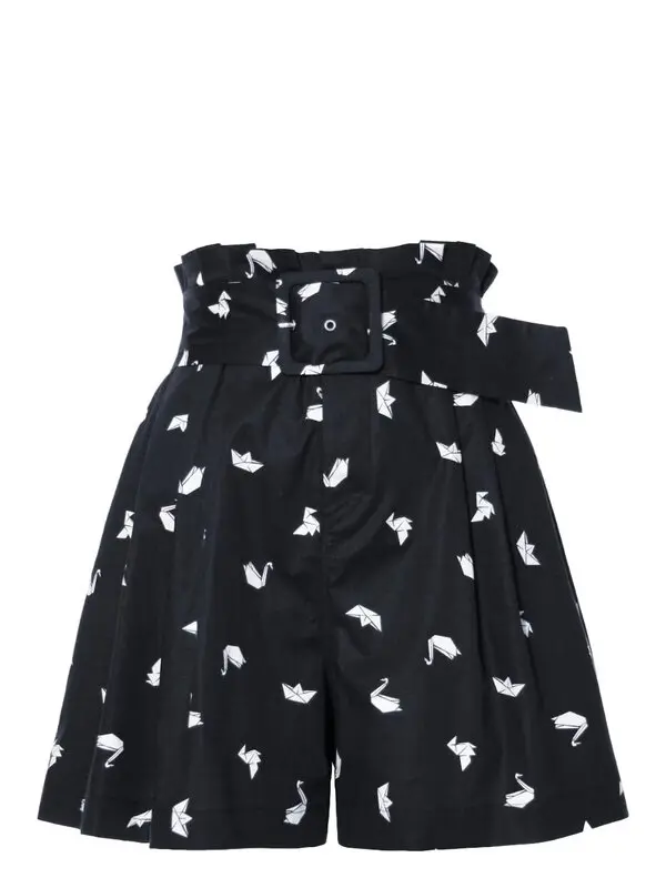 AGGI BY HALEWSKI Brigitte Printed Shorts - Black