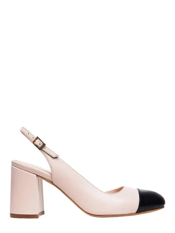GINISSIMA Coco Slingback Shoes - Beige/black/brown